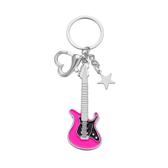 Stellar Guitar Metallic Key Chain