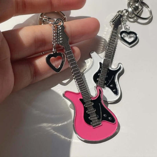 Stellar Guitar Metallic Key Chain